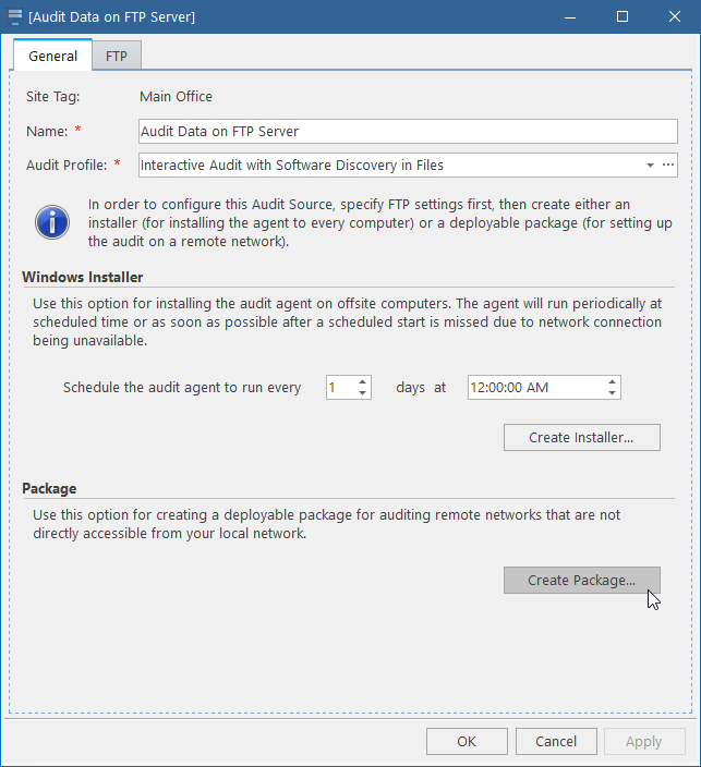 Deploying Inventory Analyzer package for FTP delivery (Administration ...