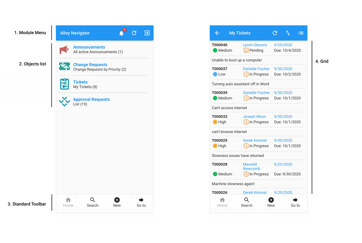 Home screen (Mobile App User's Guide) - Alloy Navigator Express | Alloy Software Docs