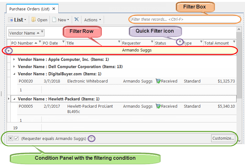Quick filtering in data grids (Admin Settings & Desktop App Help) - Alloy Navigator Express ...