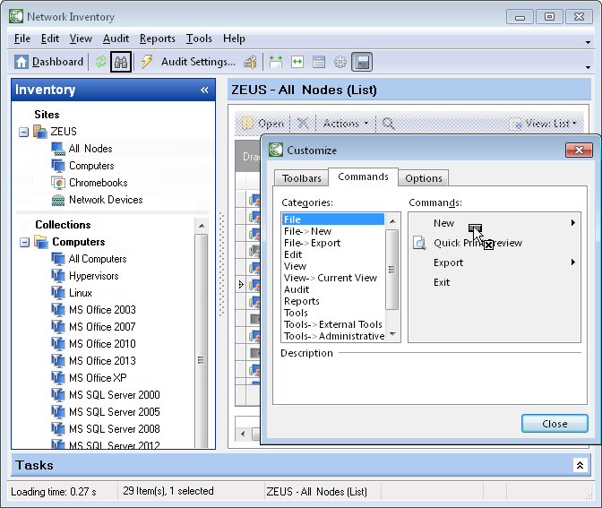 Customizing toolbar commands (Network Inventory Help) - Network Inventory | Alloy Software Docs